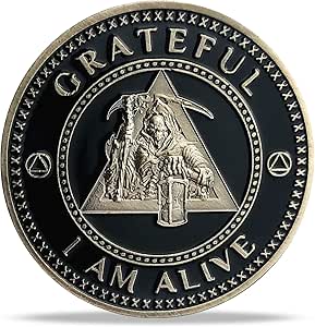 AA Medallion Recovery Coin Grateful I Am Alive Sobriety Chip with ...