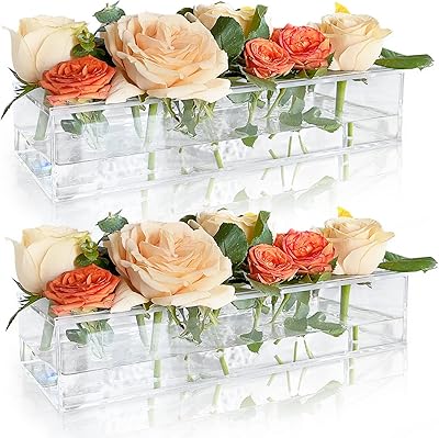 Amazon.com: Acrylic Flower Vase Rectangular, 4 Pack 11.7 Inches Long 12 ...