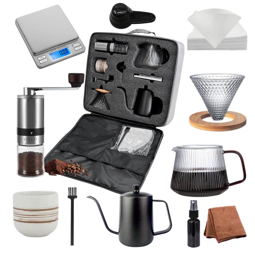 Buy DOPPIO V60 Pour Over Coffee Maker Dripper Set of 12 | All in One ...