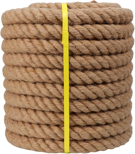Twisted Manila Natural Jute Rope (1 Inch x 200 Feet) Thick Hemp Rope ...