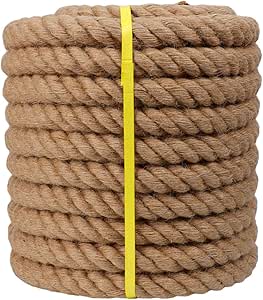Twisted Manila Rope (1 Inch x 100 Feet) Natural Thick Jute Hemp Rope ...