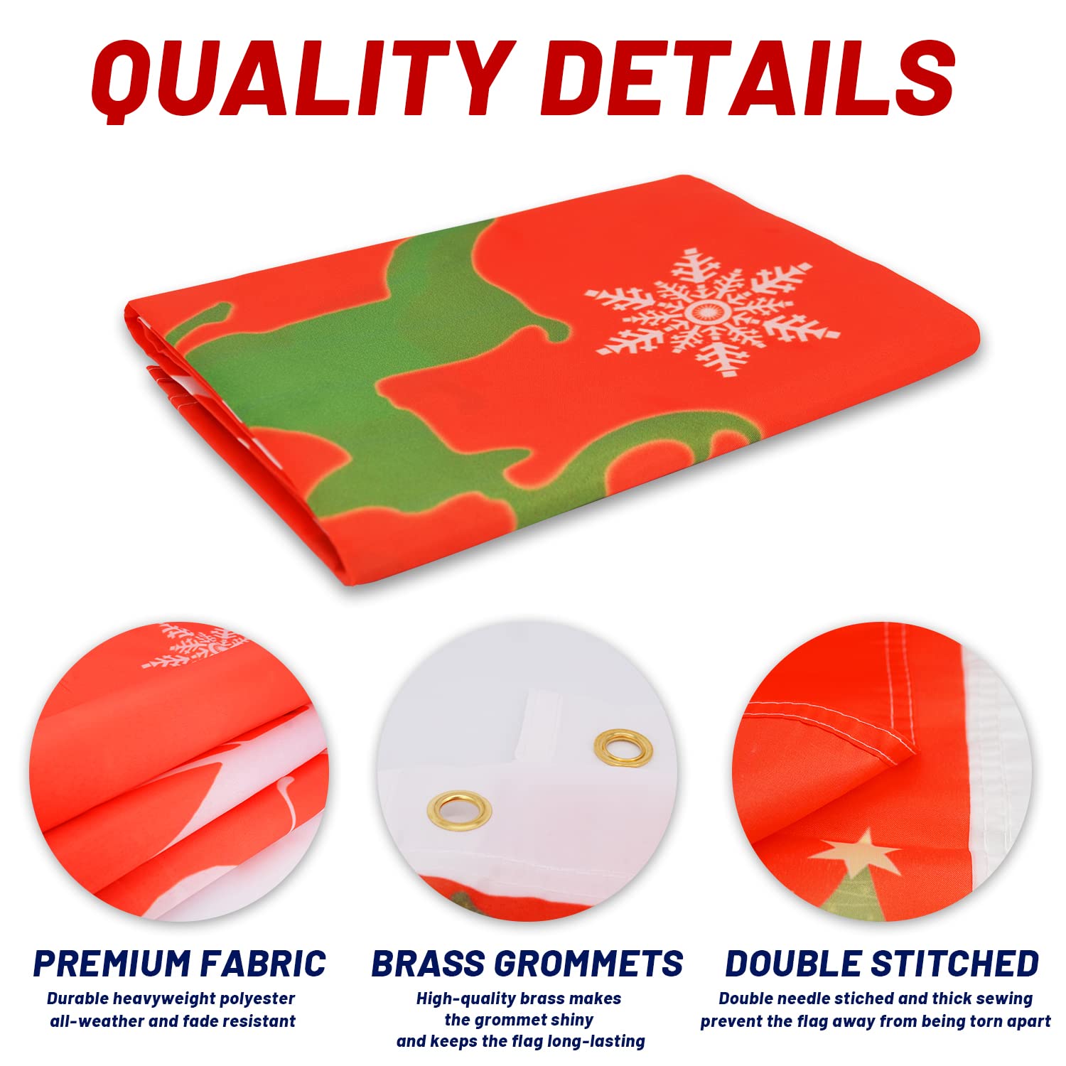 Merry Christmas Flag 5ft x 3ft with Eyelets,100D Large Outdoor ...