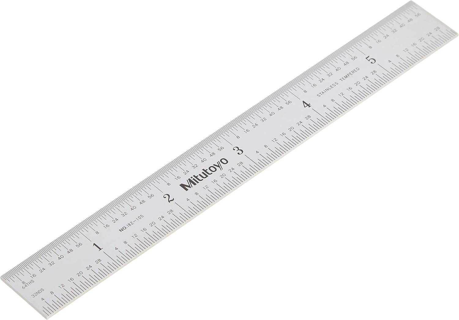 Mitutoyo 182-105, Steel Rule, 6" X 150mm, (1/32, 1/64", 1mm, 1/2mm), 3/ ...