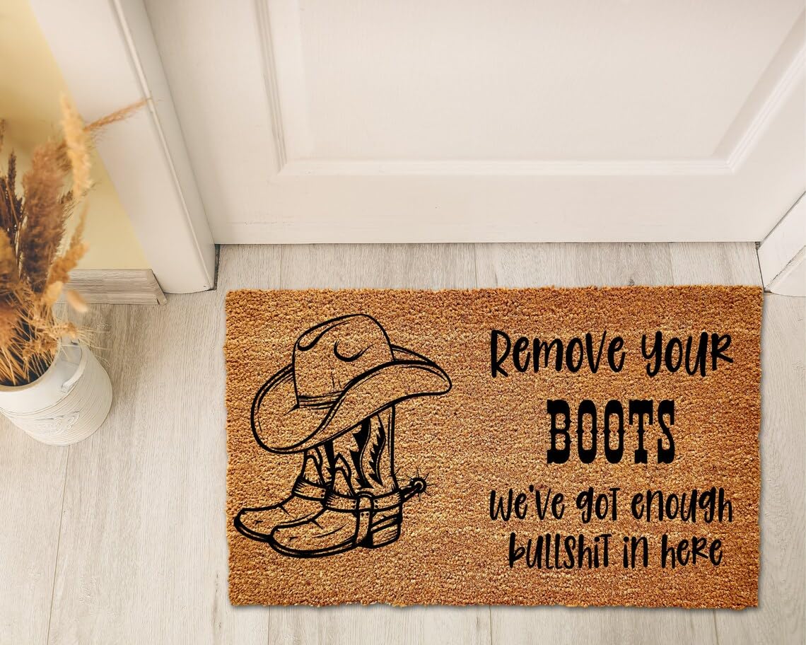 Amazon.com: Boots Off Cowboy Doormat Texas Doormat Ranch Welcome ...