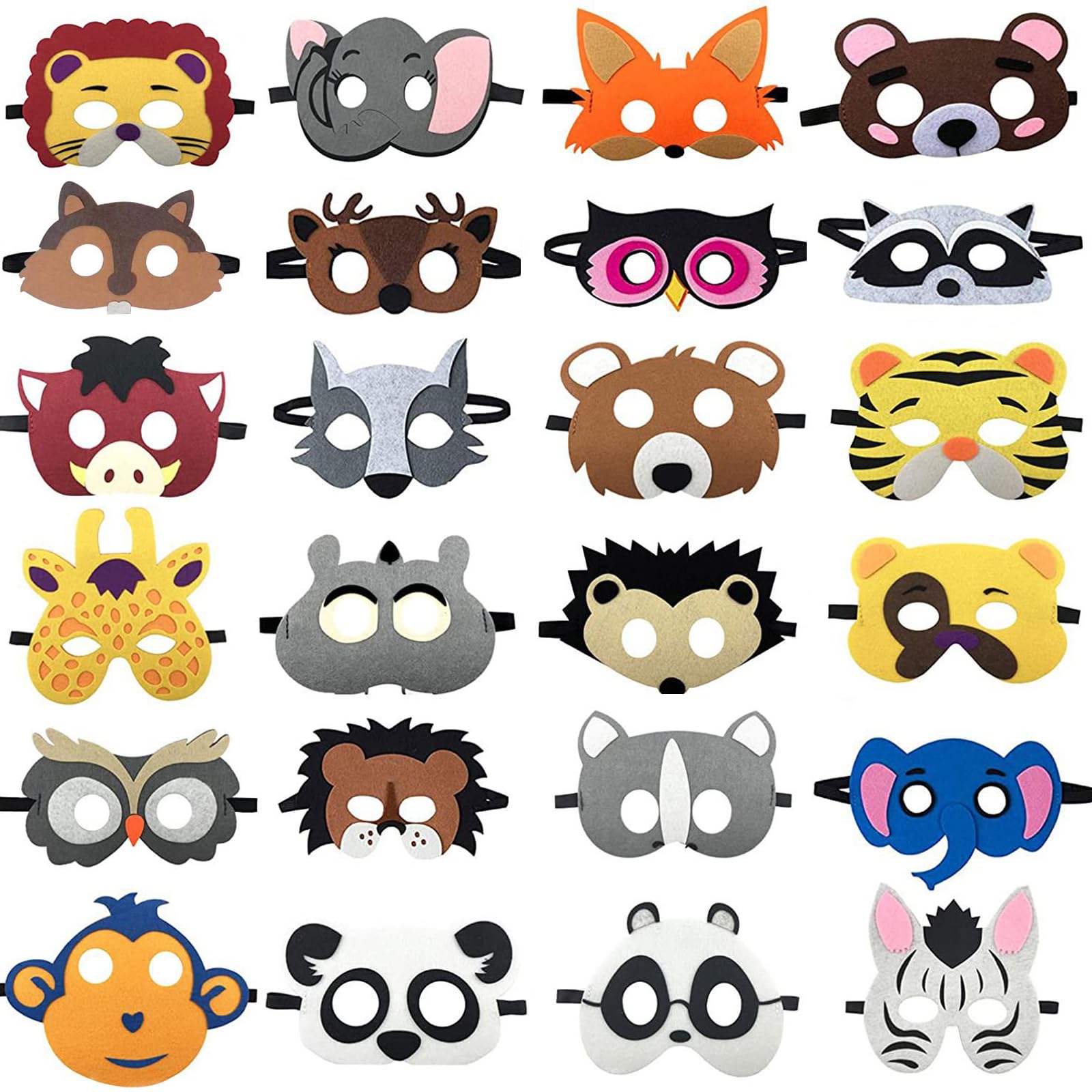 24 pcs Felt Forest Animal Mask,Jungle Animal Cosplay Themed Party Mask ...