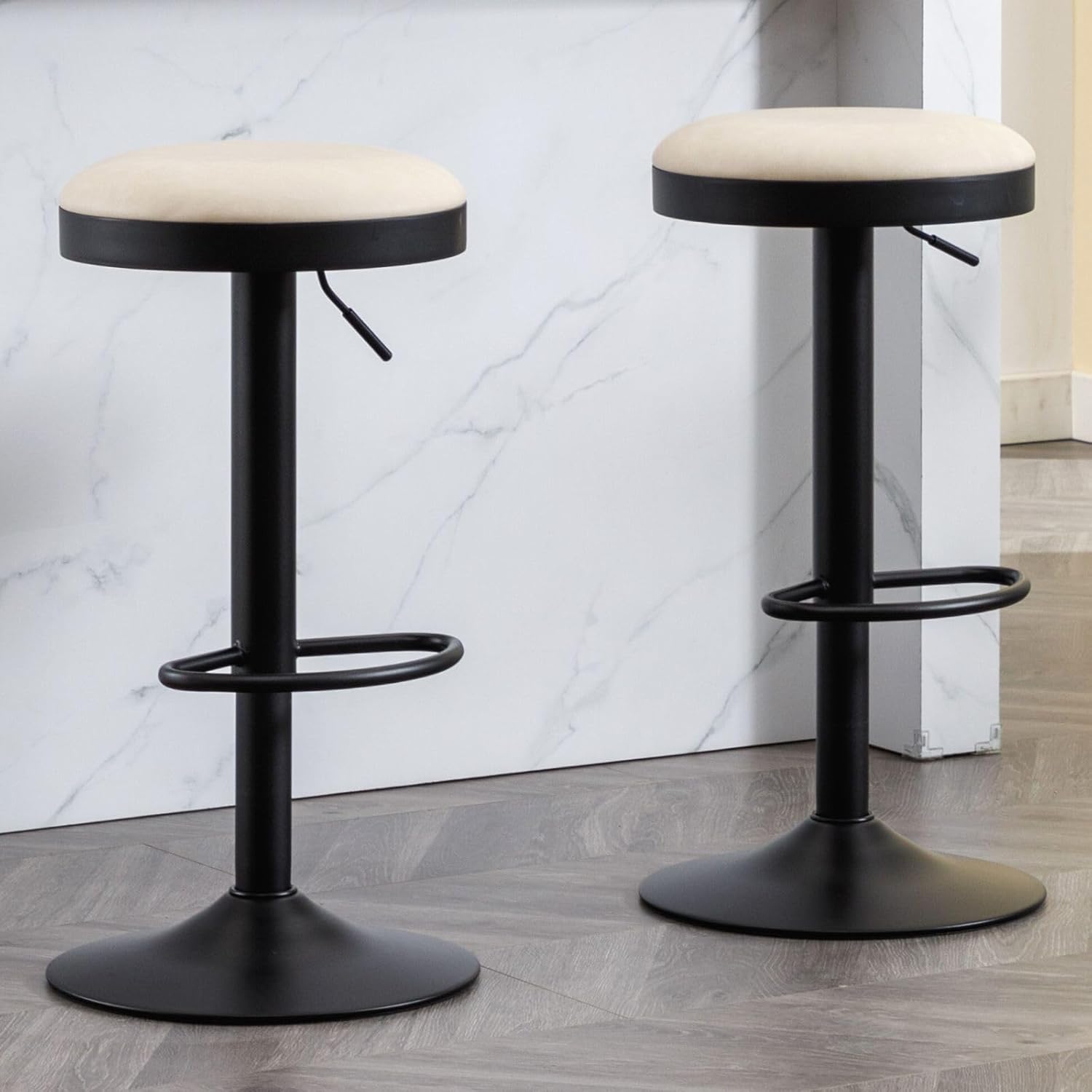 Amazon.com: CIMOO Backless Bar Stools Set of 2 Round Adjustable ...