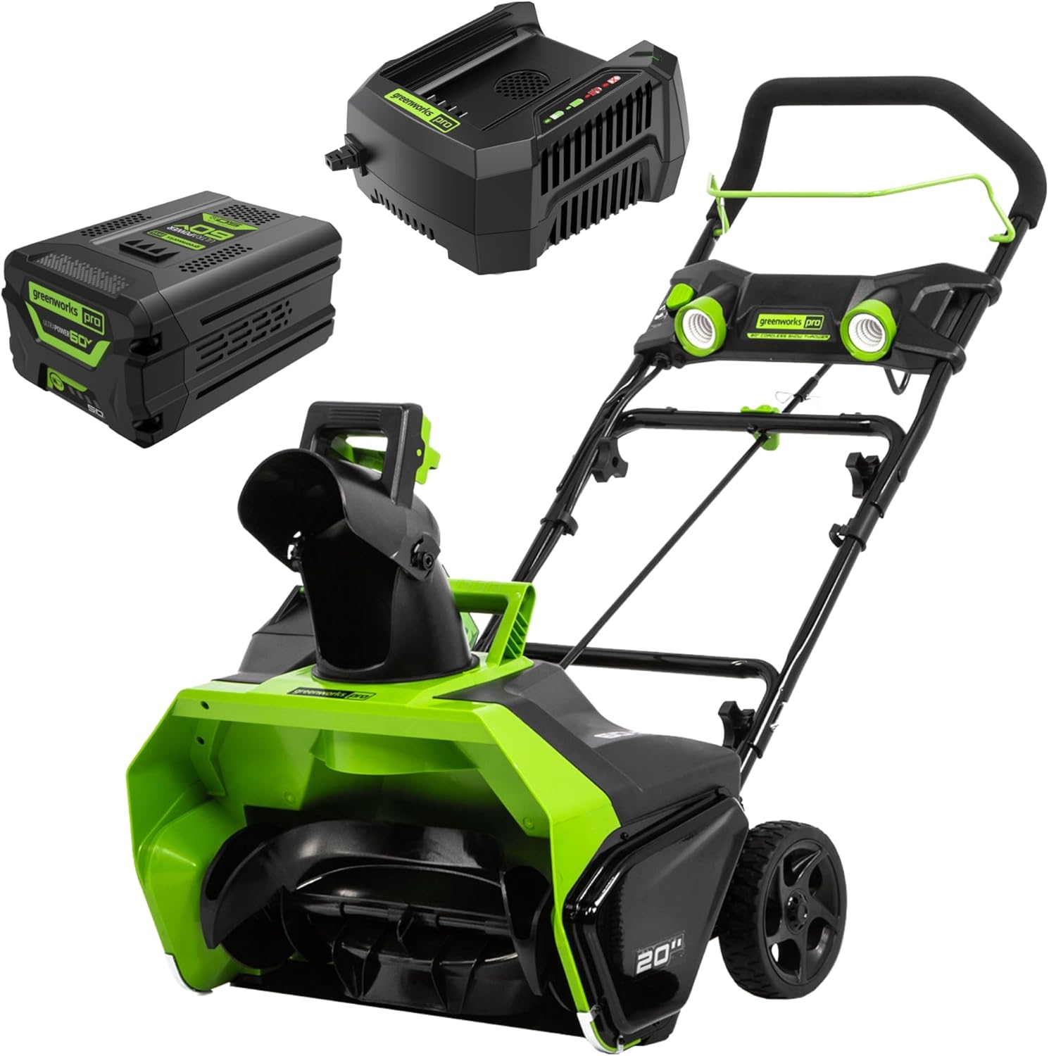 Greenworks 60V 20" Brushless Cordless Snow Blower (Single-Stage), 5.0 ...