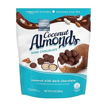 Amazon.com : Edward Marc Chocolatier Sweet Coconut Almond Snacks - Dark ...