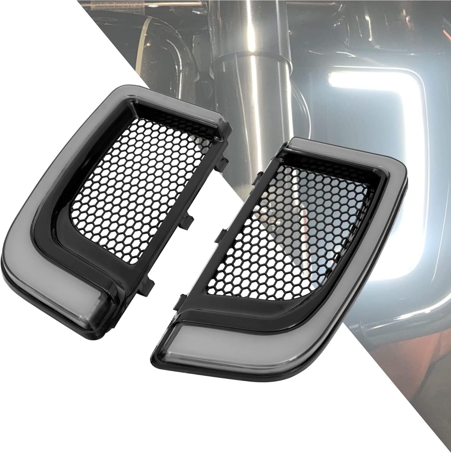 Amazon.com: LIUJJYH Motorcycle Smoke LED Fairing Lower Grills Turn ...