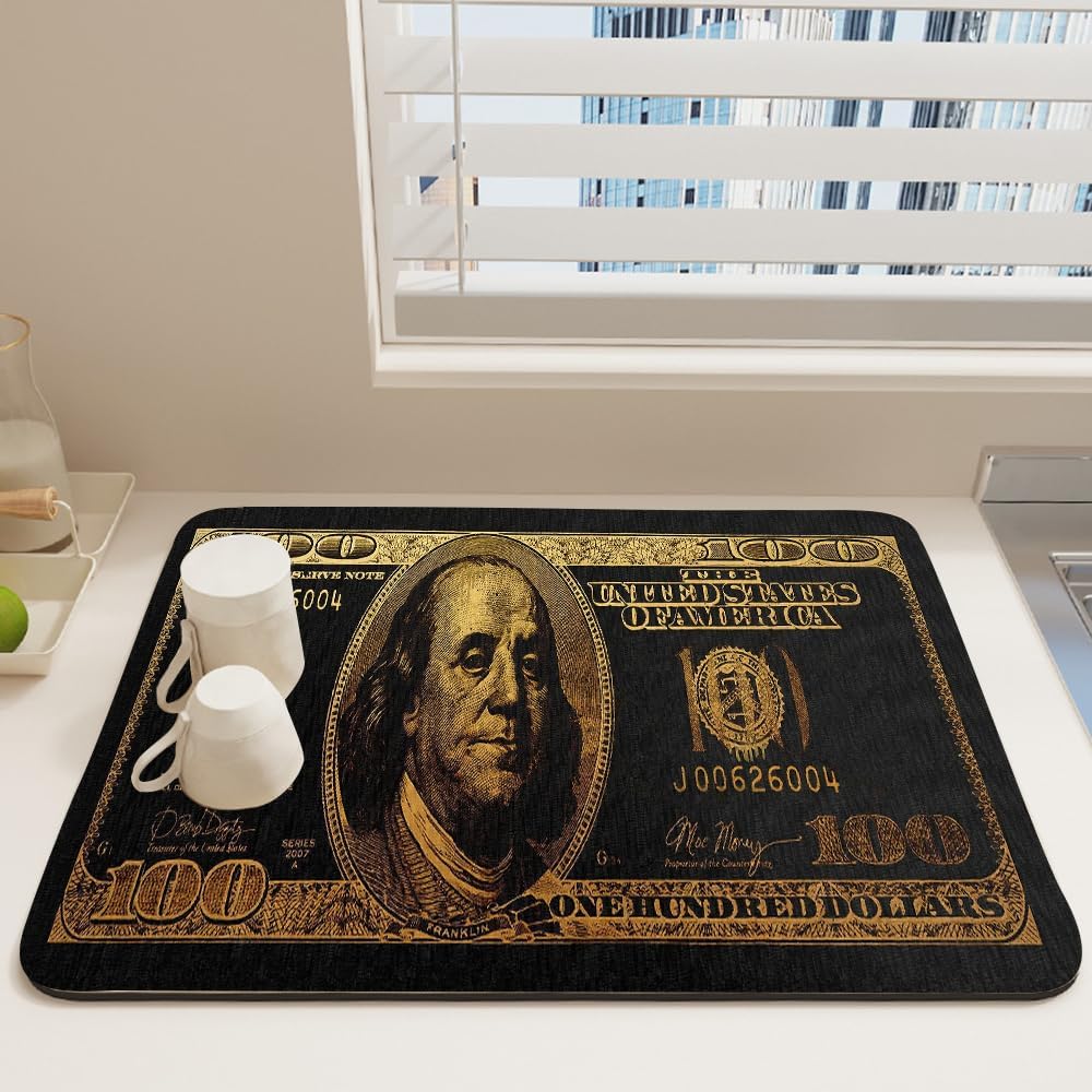 Amazon.com: GUBIYU Black Gold 100 Dollar Bills Microfiber Dish Drying ...