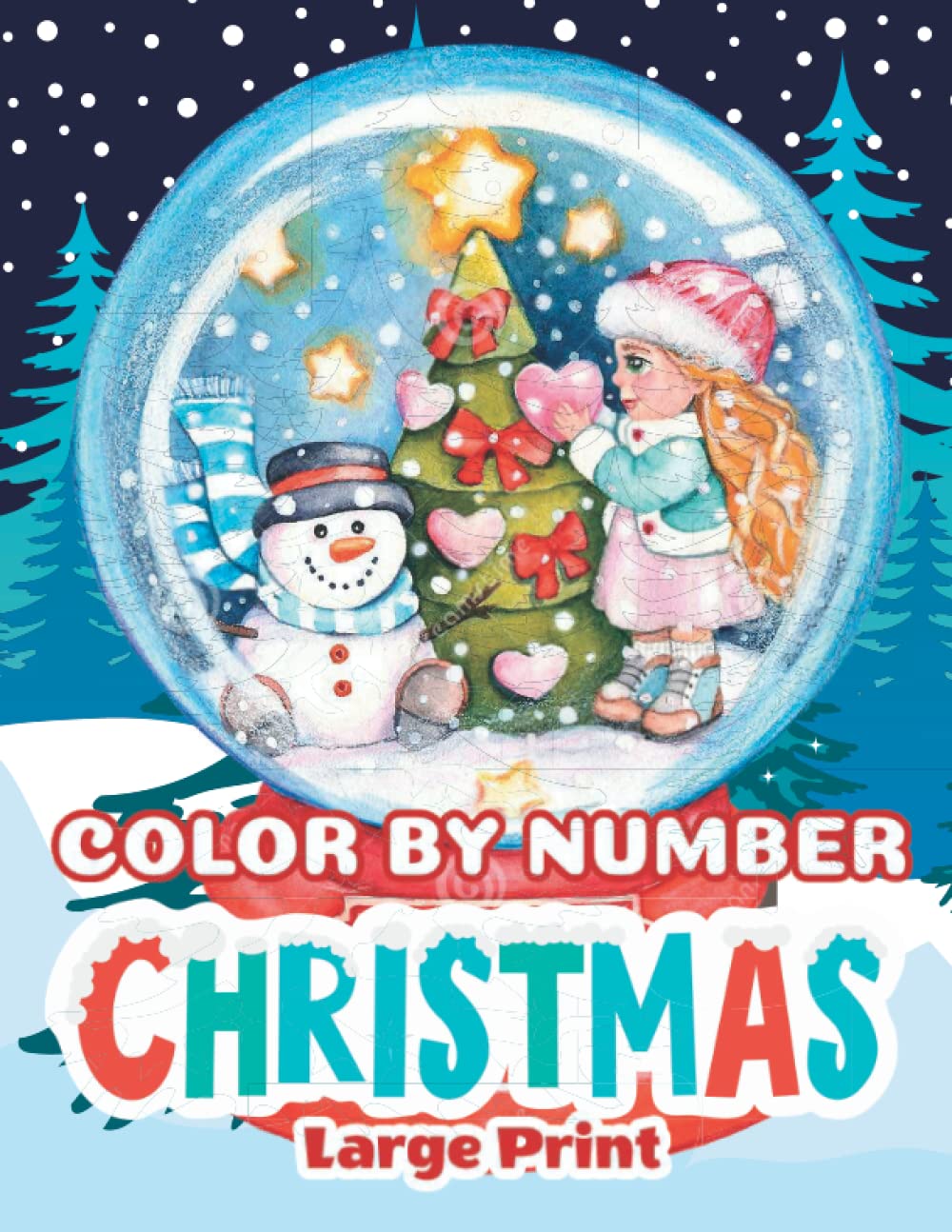 Large Print Christmas Color By Number Adult Coloring Book: Holiday ...