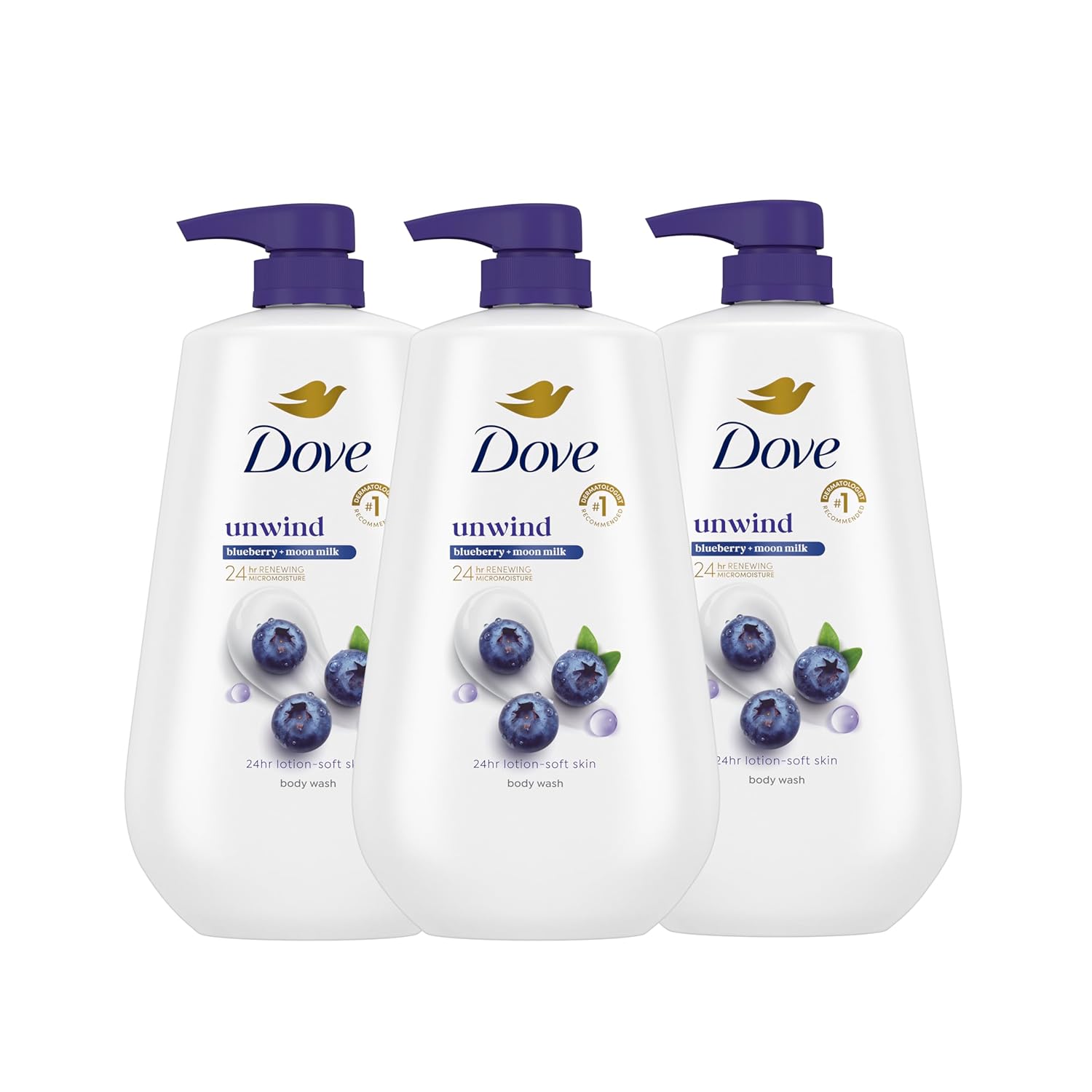 Amazon.com : Dove Body Wash 3 Count Unwind Blueberry & Moon Milk For ...