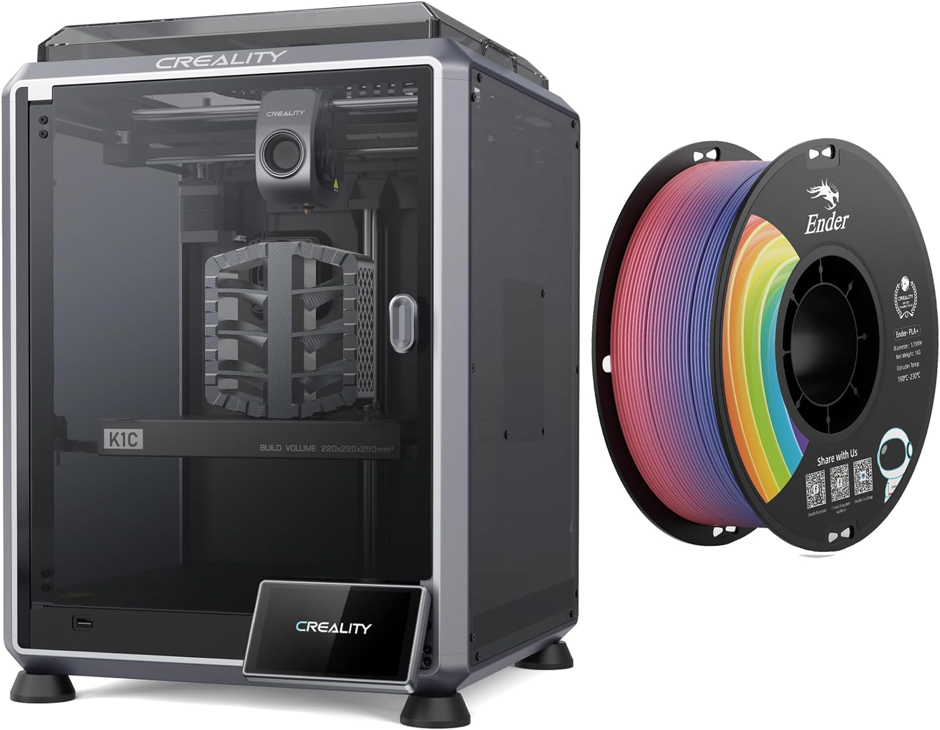 Creality K1C 3D Printer and Creality PLA+ Filament Multi-Color Bundle ...