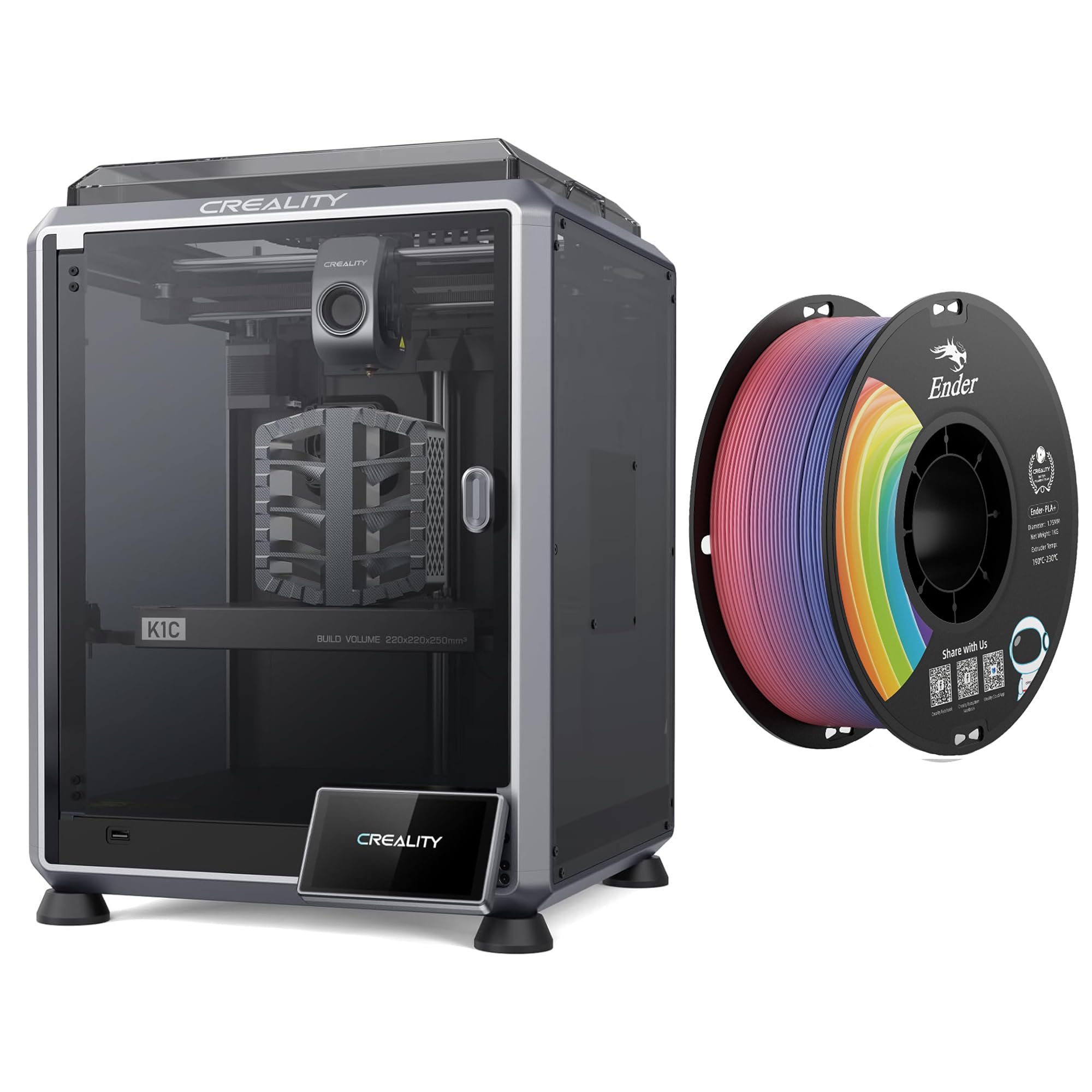 Creality K1C 3D Printer and Creality PLA+ Filament Multi-Color Bundle ...