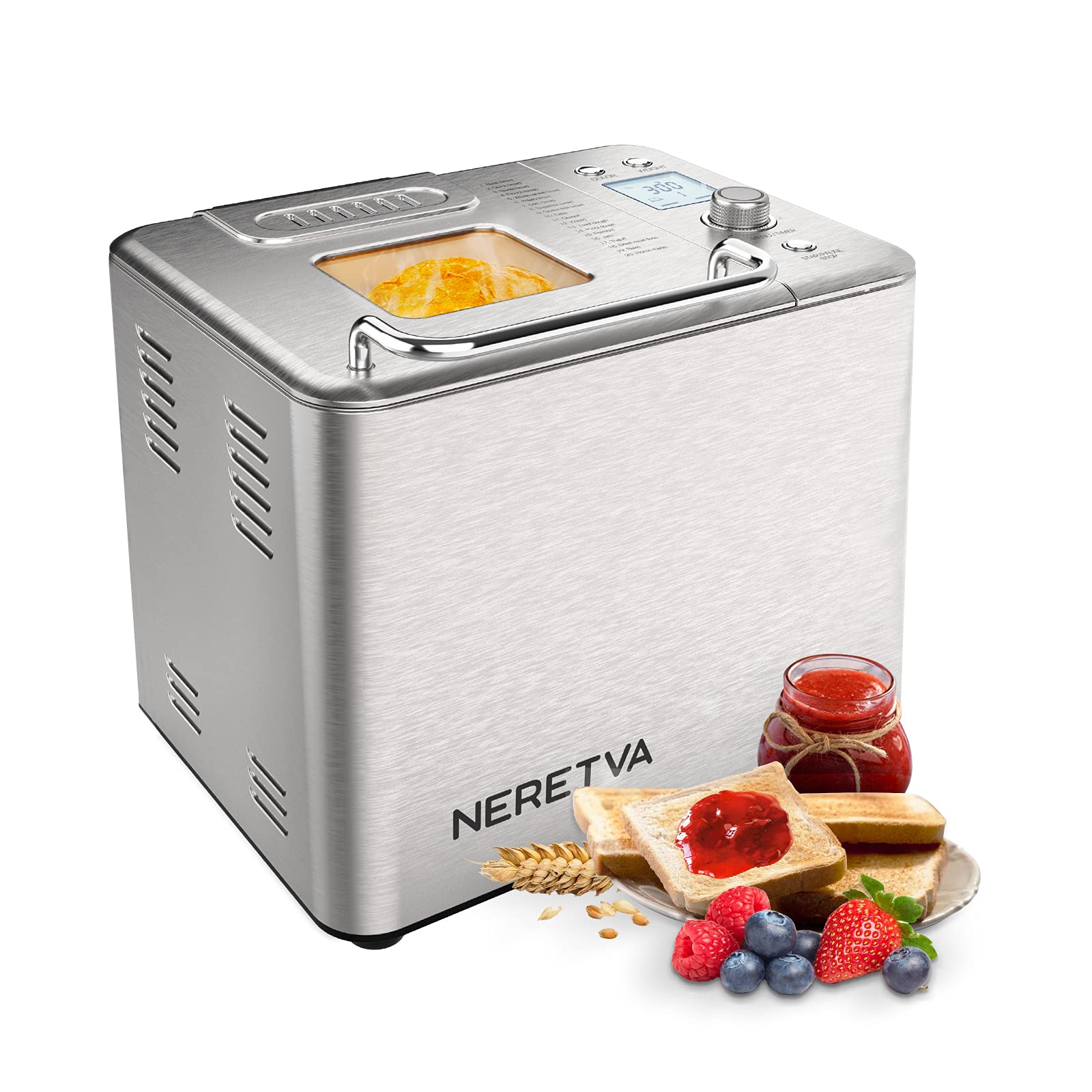 Neretva Bread Machine, 20-in-1 2LB Automatic Bread Maker with Nonstick ...