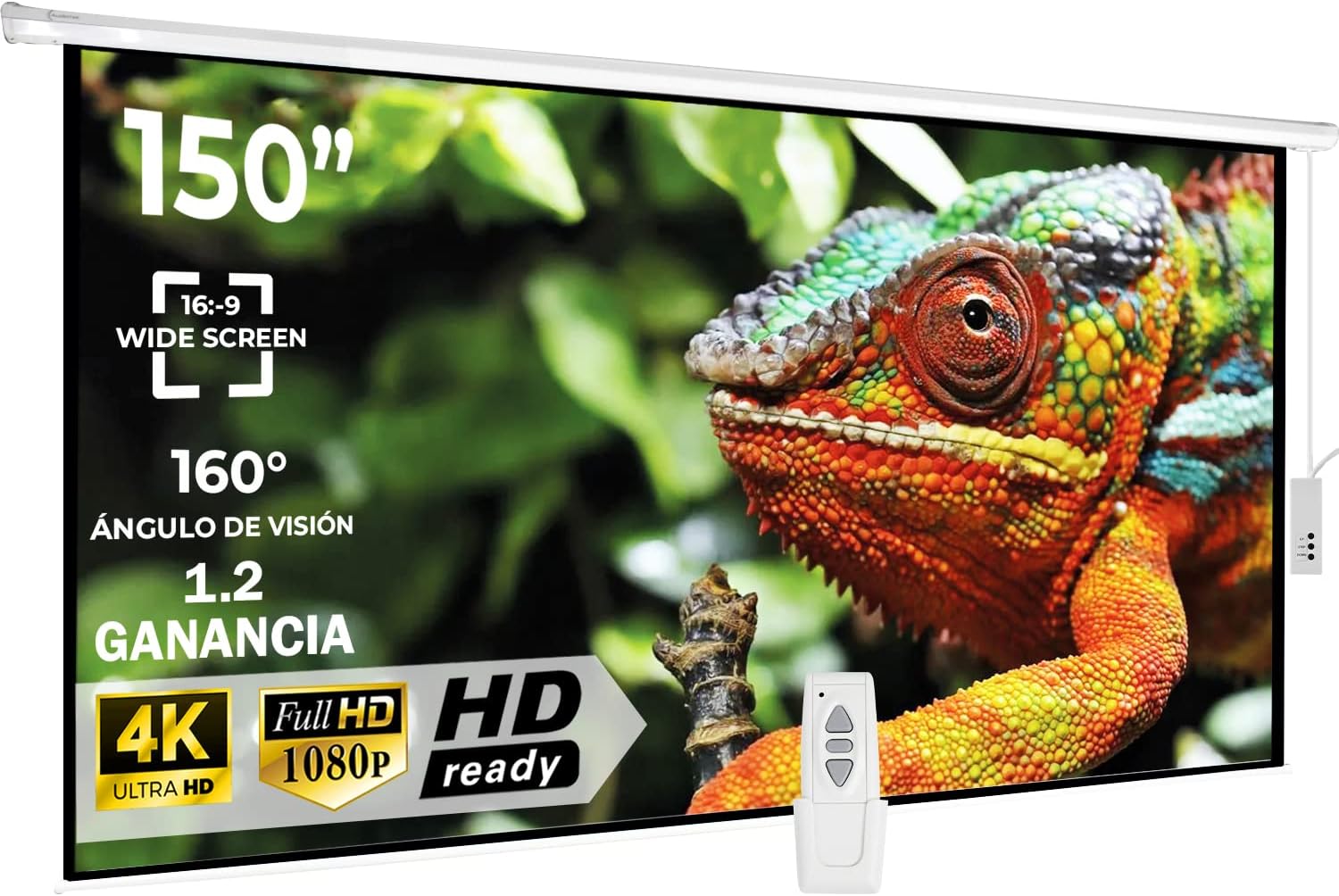 RACK & PACK Pantalla para Proyector Electrica 150 Pulgadas 3.38 m ...