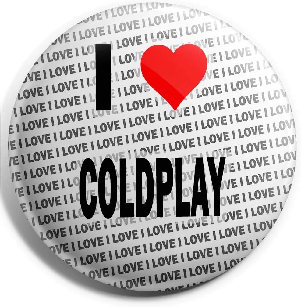 Grand badge à épingle « I Love Coldplay » - 75 mm - Cadeau d ...