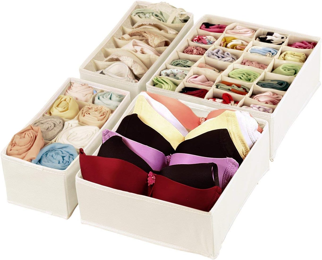 Magicfly Bra Underwear Drawer Organiser Collapsible Closet Dividers for ...