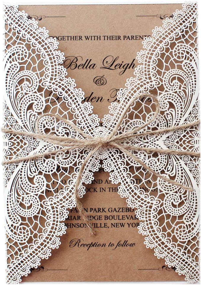Amazon.com: Picky Bride 25 Pcs Rustic Wedding Invitations Cards Vintage ...