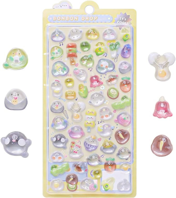 Amazon.com: 3D Cute Cartoon Chicken Puff Stickers - Kawaii Mini Puffy ...
