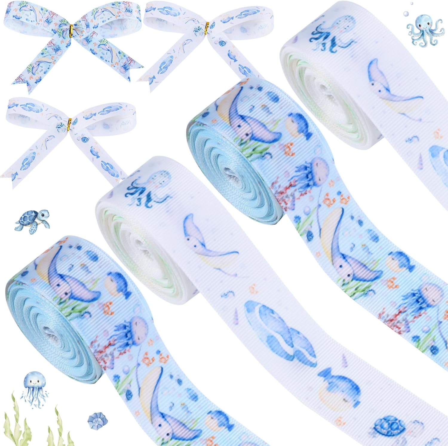 Amazon.com: Cheerupp 4 Rolls Retro Ocean Theme Ribbons, 20 Yards Craft ...