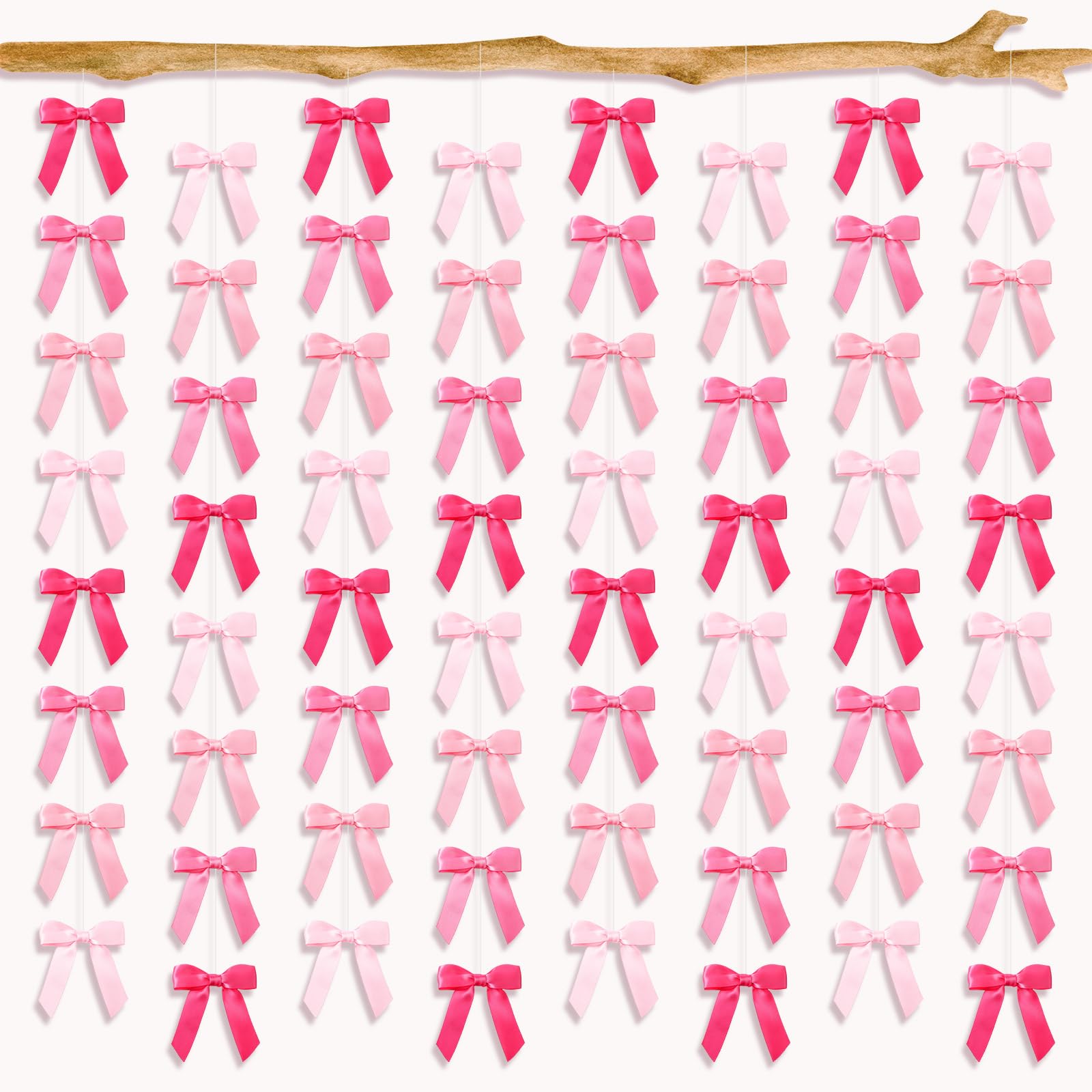 Amazon.com: TaoBary 8 Pcs Pink Satin Ribbon Bow Hanging Garland, Bow ...