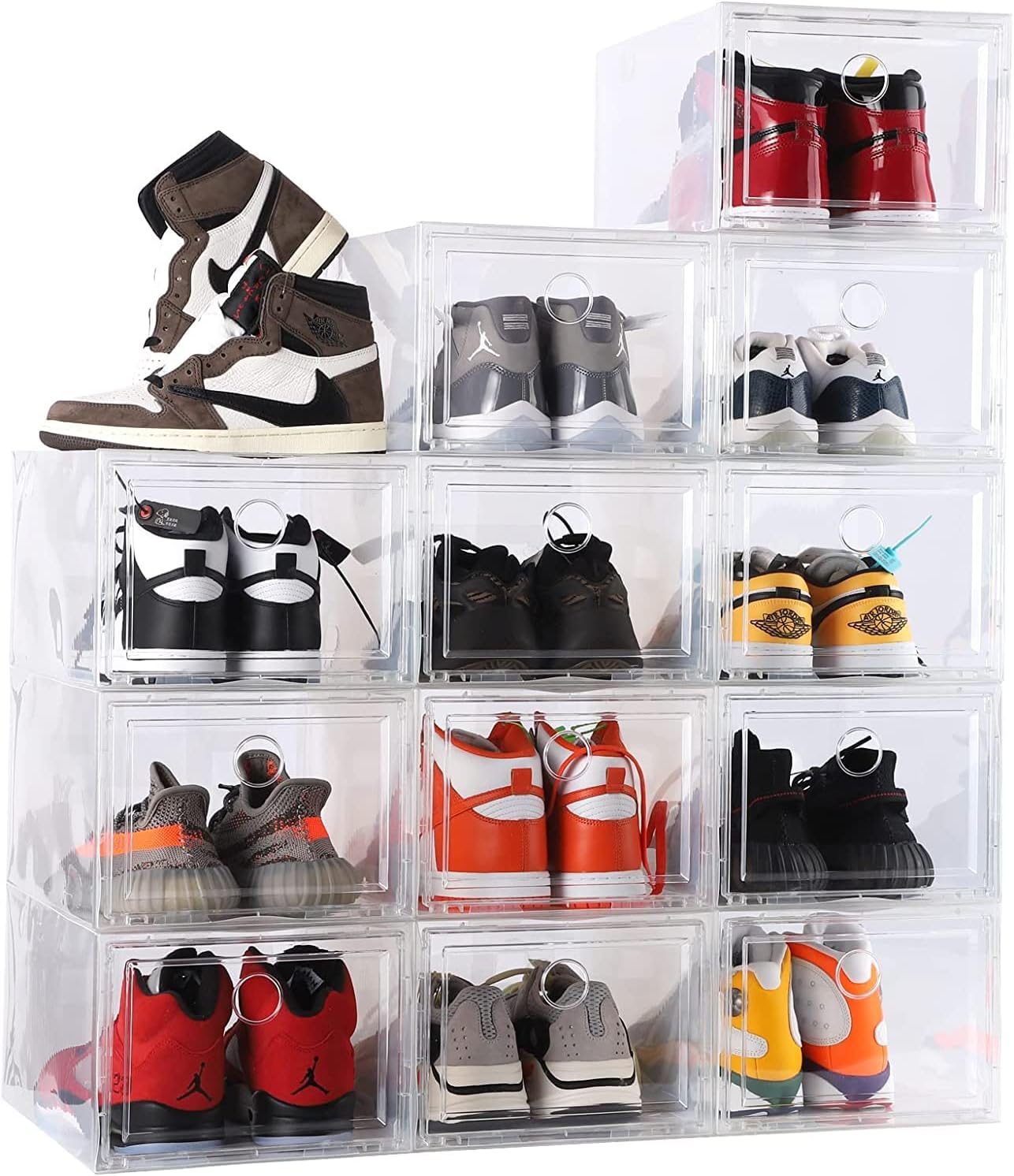 Amazon.com: Shoe Organizer, 12 Packs Shoe Boxes Clear Plastic Stackable ...