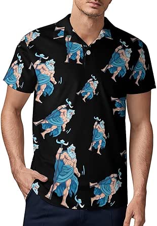 Amazon.com: Greek Mythology Zeus Mens Polo Shirts Printed Short Sleeve ...