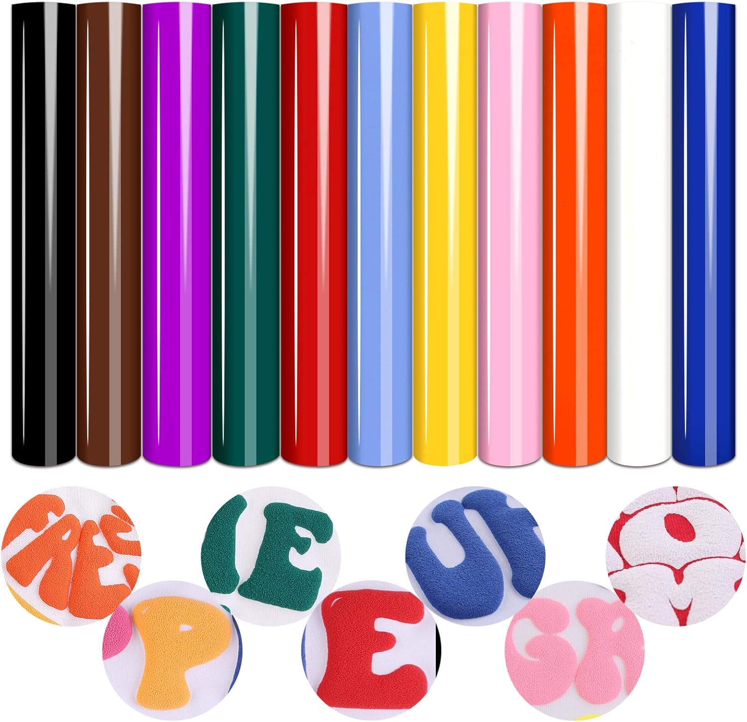 Tintnut Puff Vinyl Heat Transfer 3D -11 Sheets 12"x10" 3D Puff HTV Iron ...