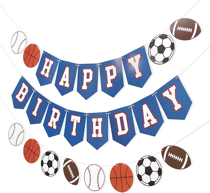 Amazon.com: Happy Birthday Sports Banner - Sports Theme Birthday Party ...