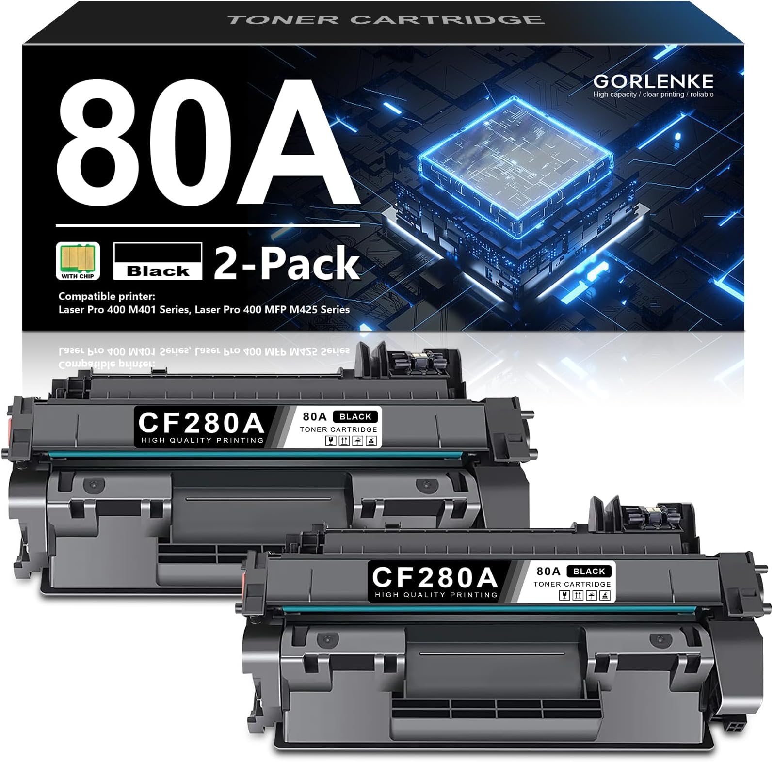 Amazon.com: 80A Black Toner Cartridge CF280A with CHIP 1-Pack ...