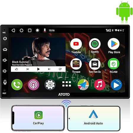 ATOTO A6 PF 7" Autoradio 2 DIN Android, Wireless CarPlay e Android Auto, Mirror link, Doppio ...