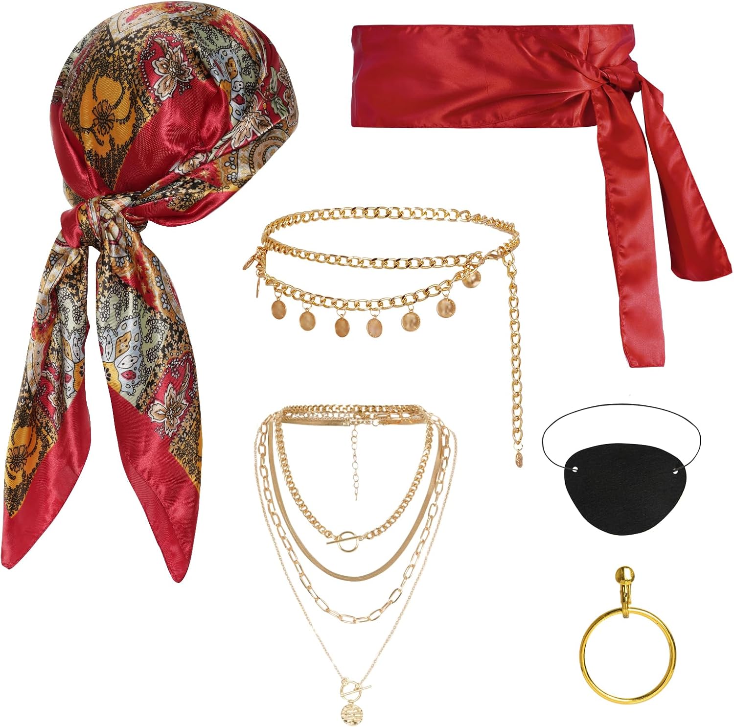 Amazon.com: Yymobt Pirate Costume Accessories Set for Women with Pirate ...