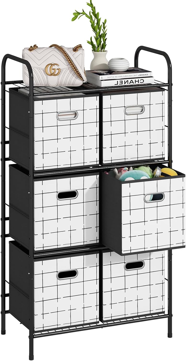 Amazon.com: Wisdom Star Cube Storage Shelf with 6 Fabric Cube Storage ...