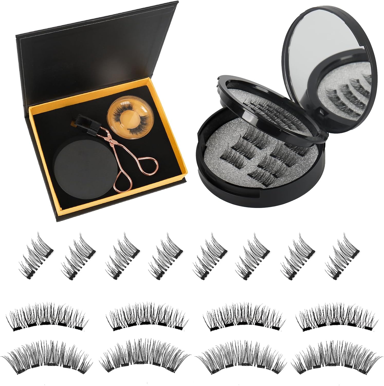 Onewly Magnetic Eyelashes, 16 Pieces Reusable Magnetic Eyelashes ...