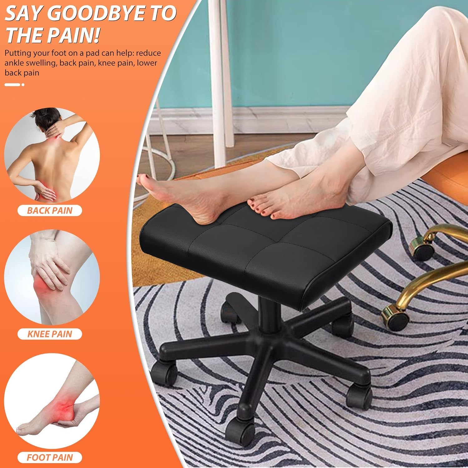 Snapklik.com : Footrest Under Desk Leg Rest Ottoman Adjustable Height ...
