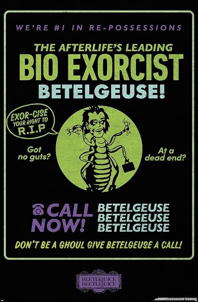 Amazon.com: Beetlejuice Beetlejuice - Bio Exorcist Wall Poster, 34L" x ...
