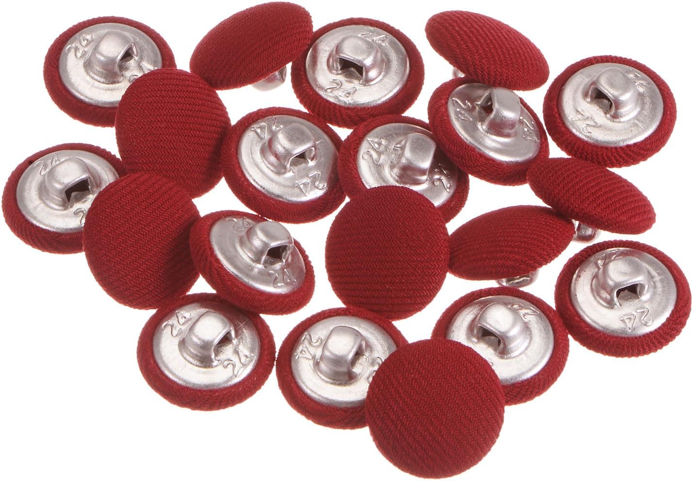Amazon.com: HARFINGTON 20pcs 24L Fabric Cloth Covered Button 15mm Metal ...