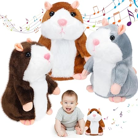 Amazon.com: Motionchic 3 Pcs Talking Hamster Repeats What You Say ...