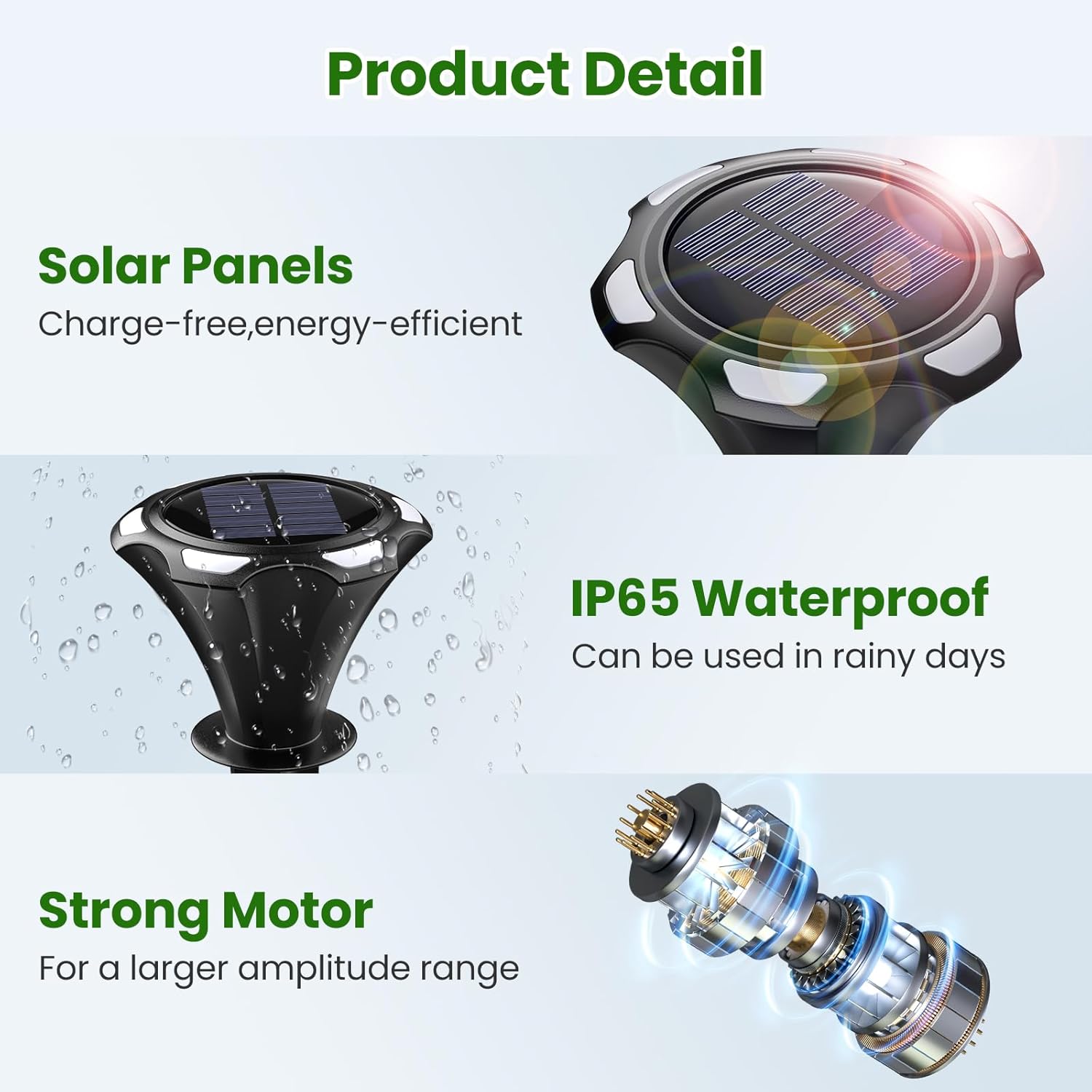 Solar Mole Repellent Ultrasound, Gopher Repeller with LED Night Light ...