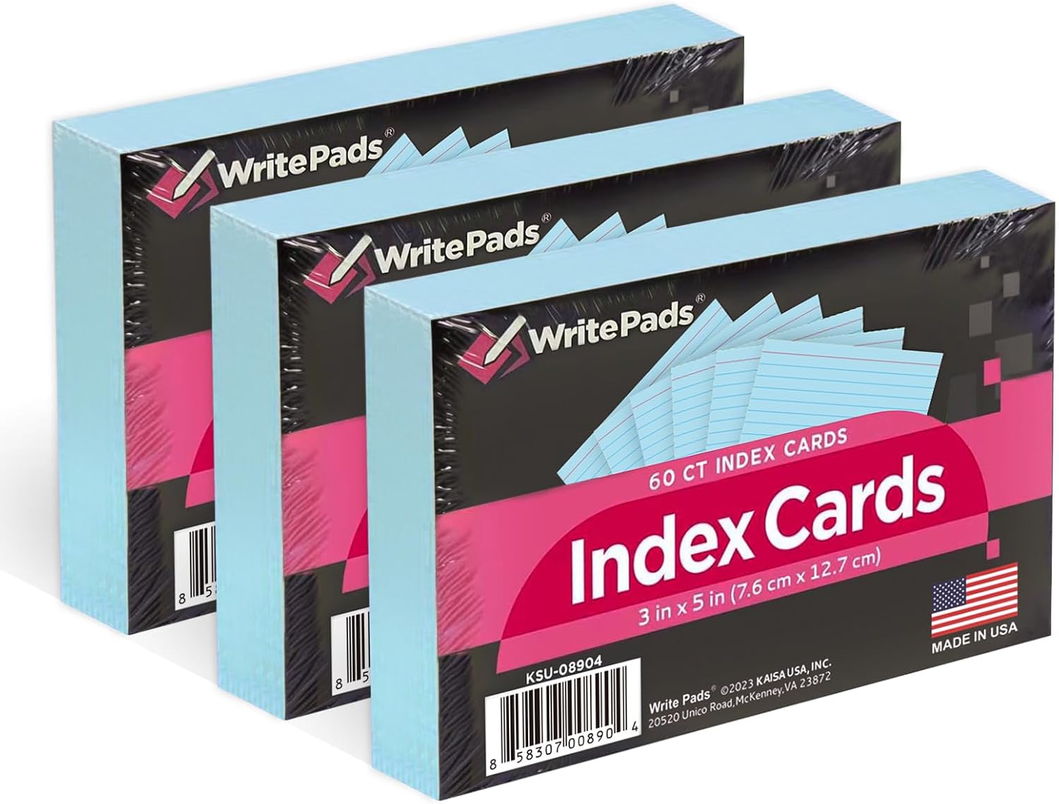 Amazon.com : KAISA Colored Index Card Heavyweight Flashcards, 3"x5 ...
