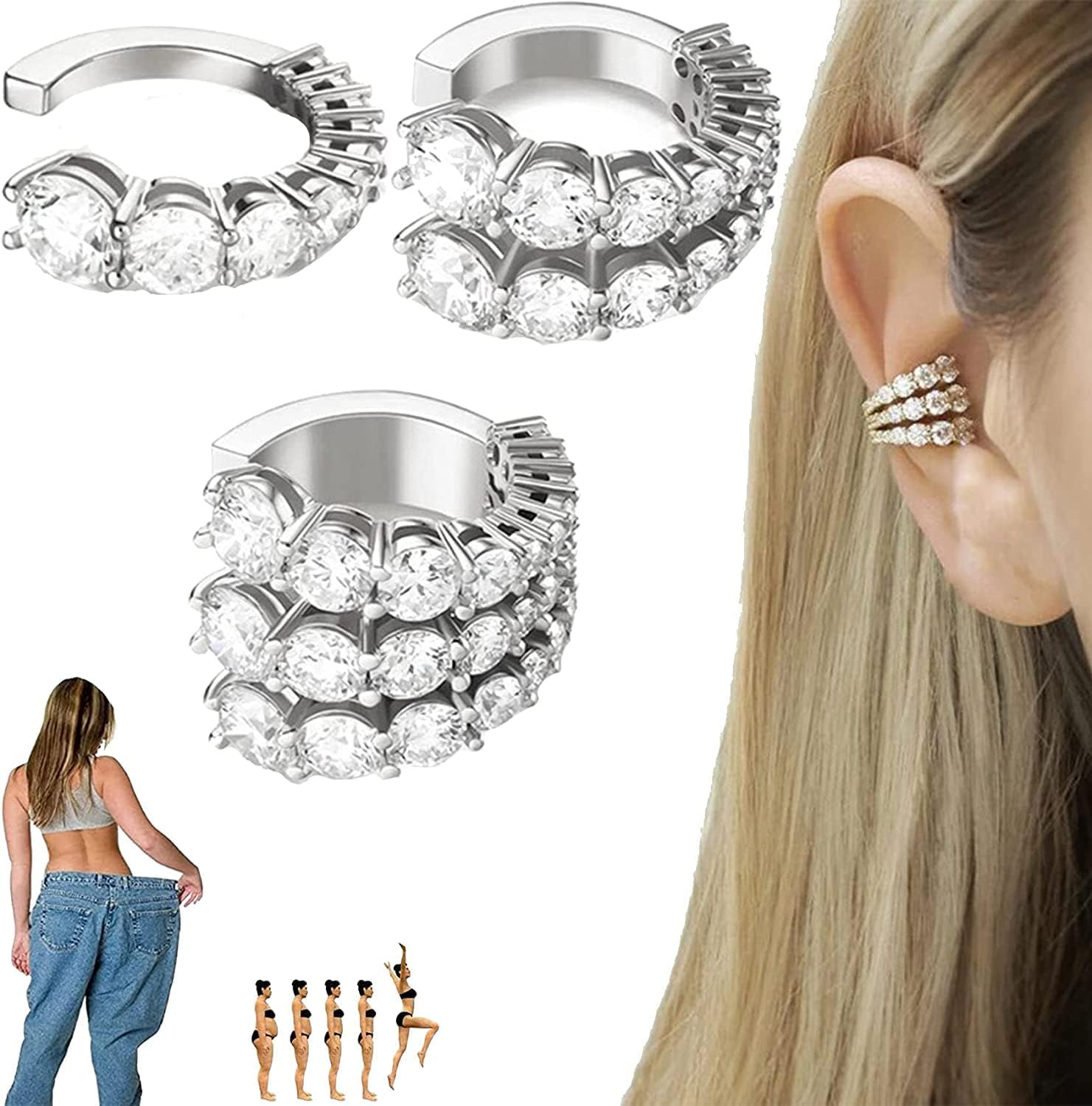 Slimio Auricular Rowline Ear Cuff, Boucles d'oreilles amincissantes d ...