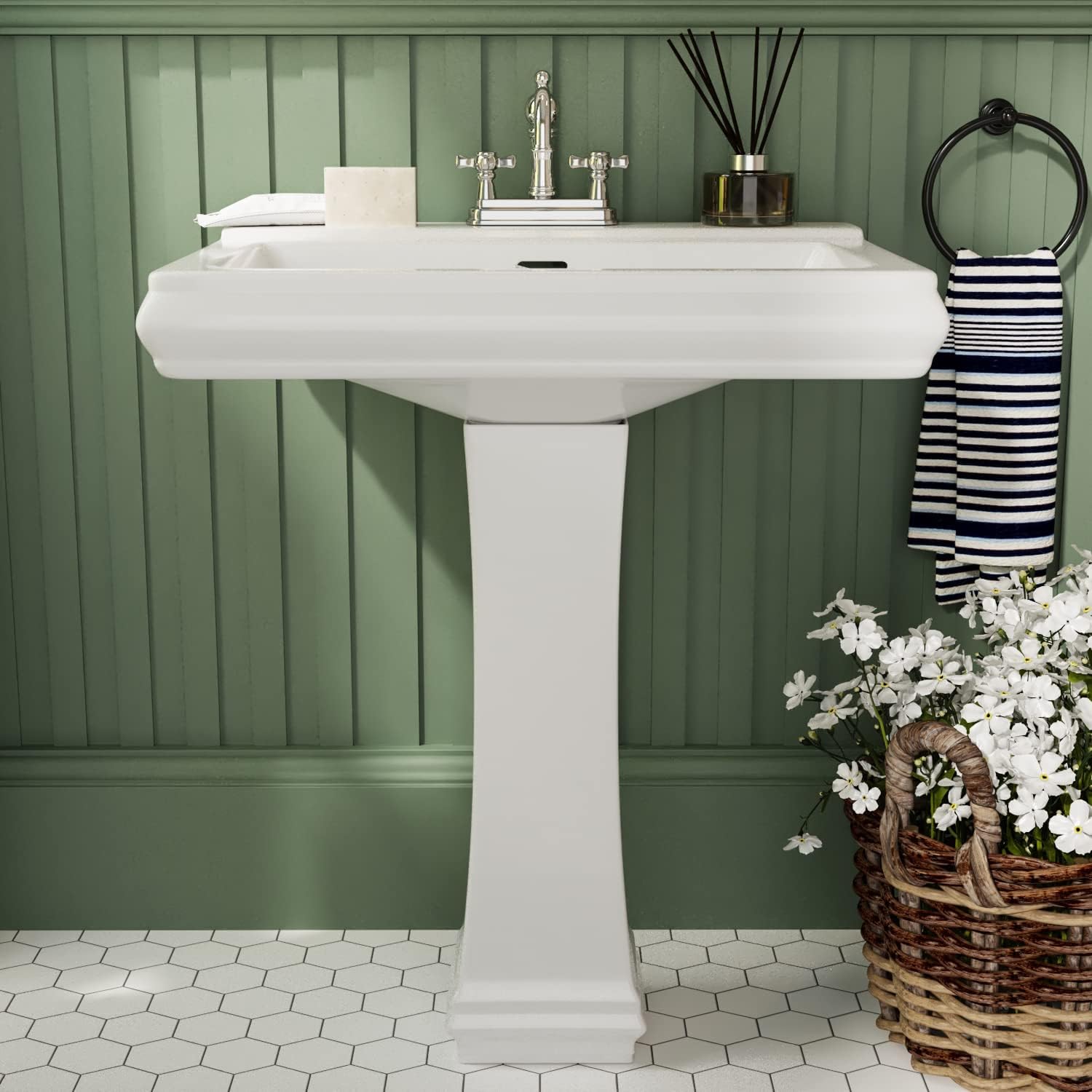 Signature Hardware 539975 Pentero 29" Tall Fireclay Pedestal Bathroom ...