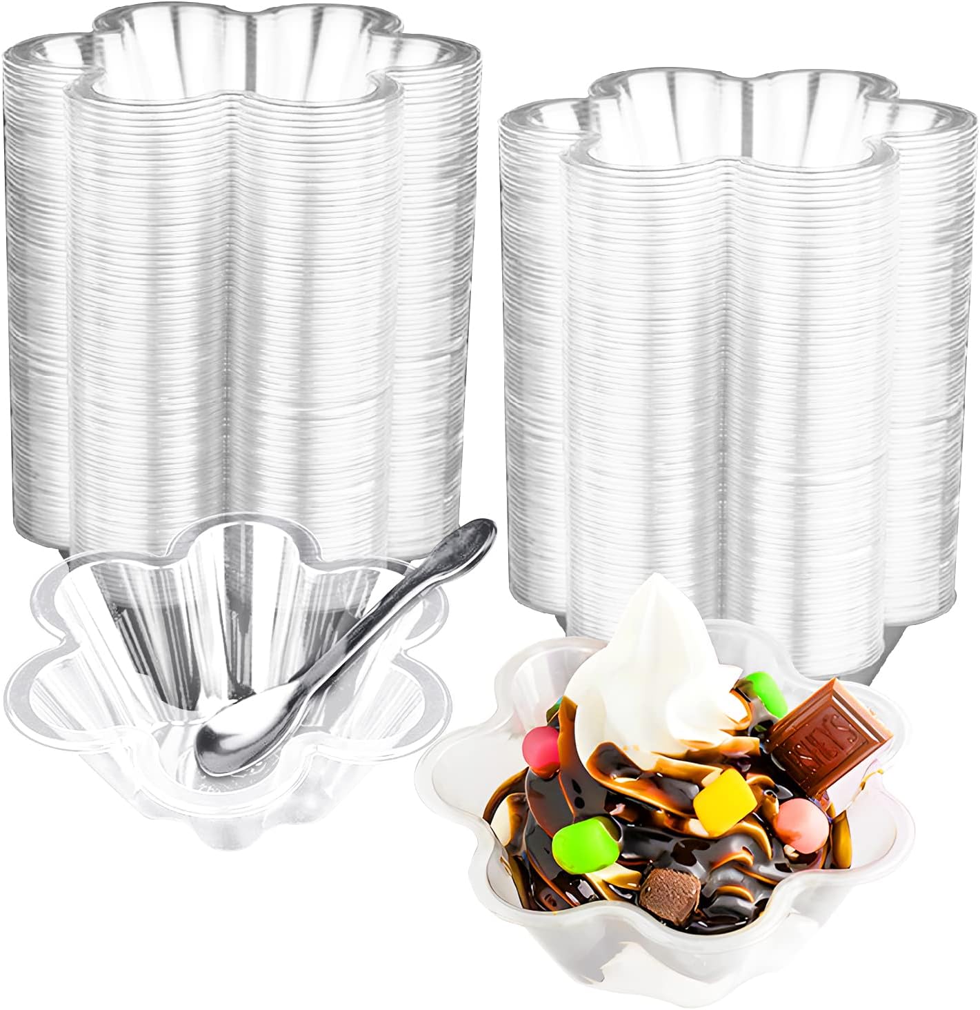 Amazon.com | Sratte 300 Pcs Plastic Ice Cream Bowl Disposable Ice Cream ...