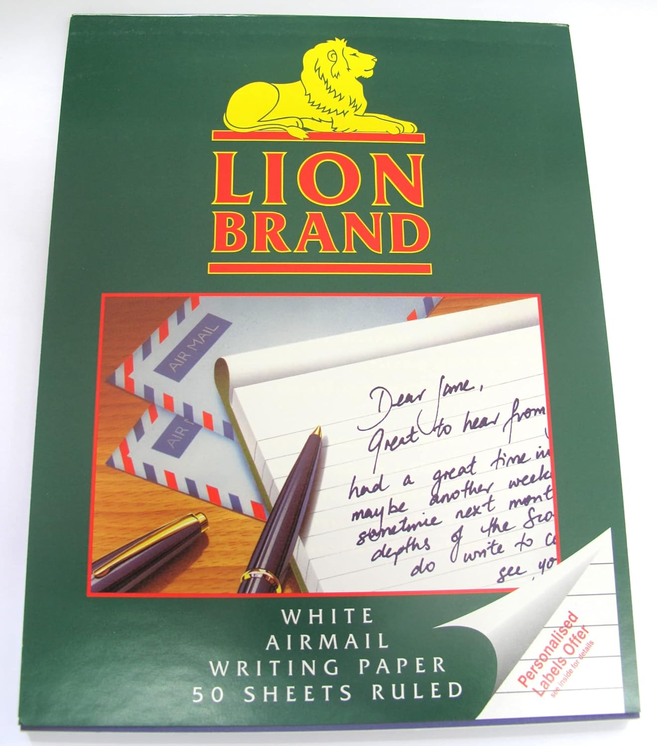 Pack of 2 - Lion Airmail Letter Writing Pad P4TO 178 x 229mm - 50 ...