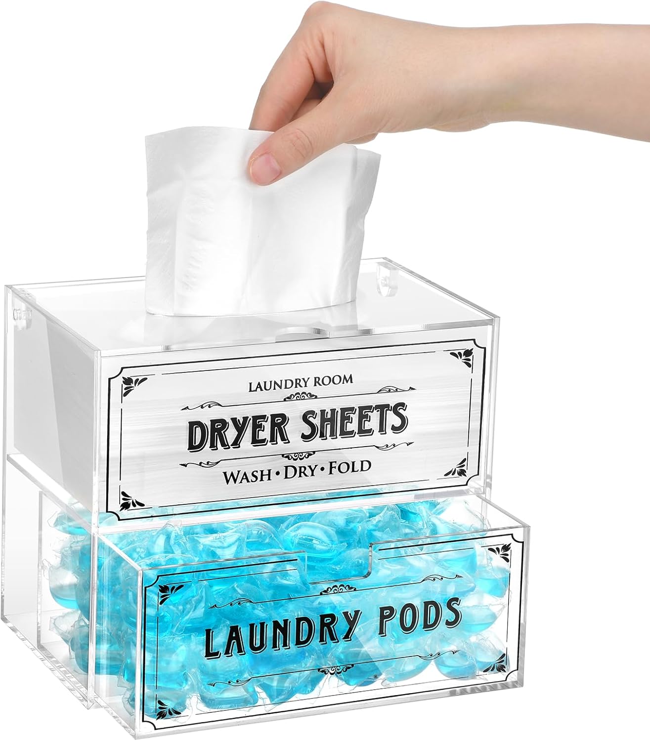 Amazon.com: Maxcheck Acrylic Dryer Sheet Holder Dual Compartment Dryer ...