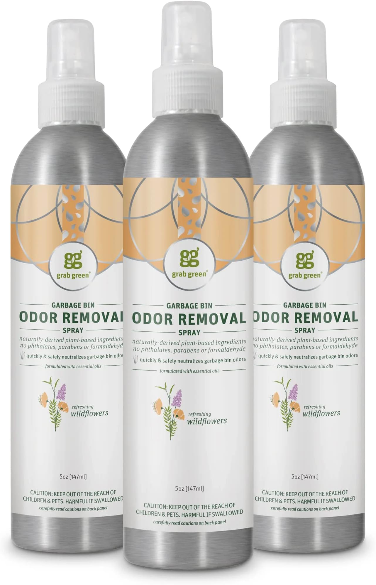 Amazon.com: Grab Green Garbage Bin Odor Removal Spray, 5 Ounce (Pack of ...