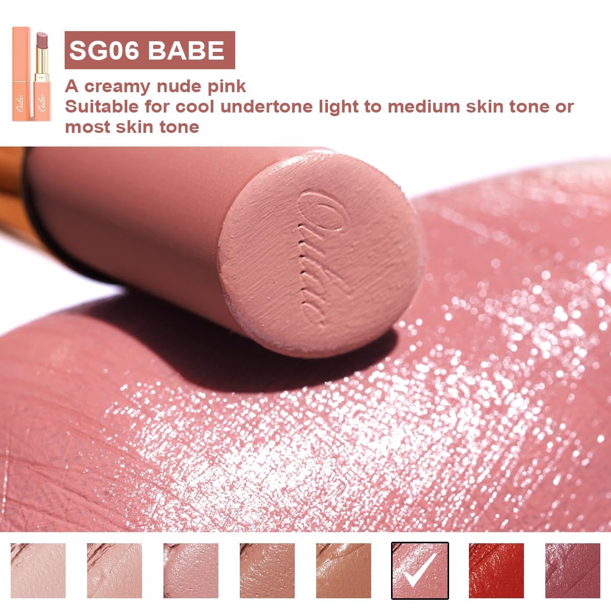 Oulac Lápiz labial hidratante melocotón Lápiz labial naranja nude para ...