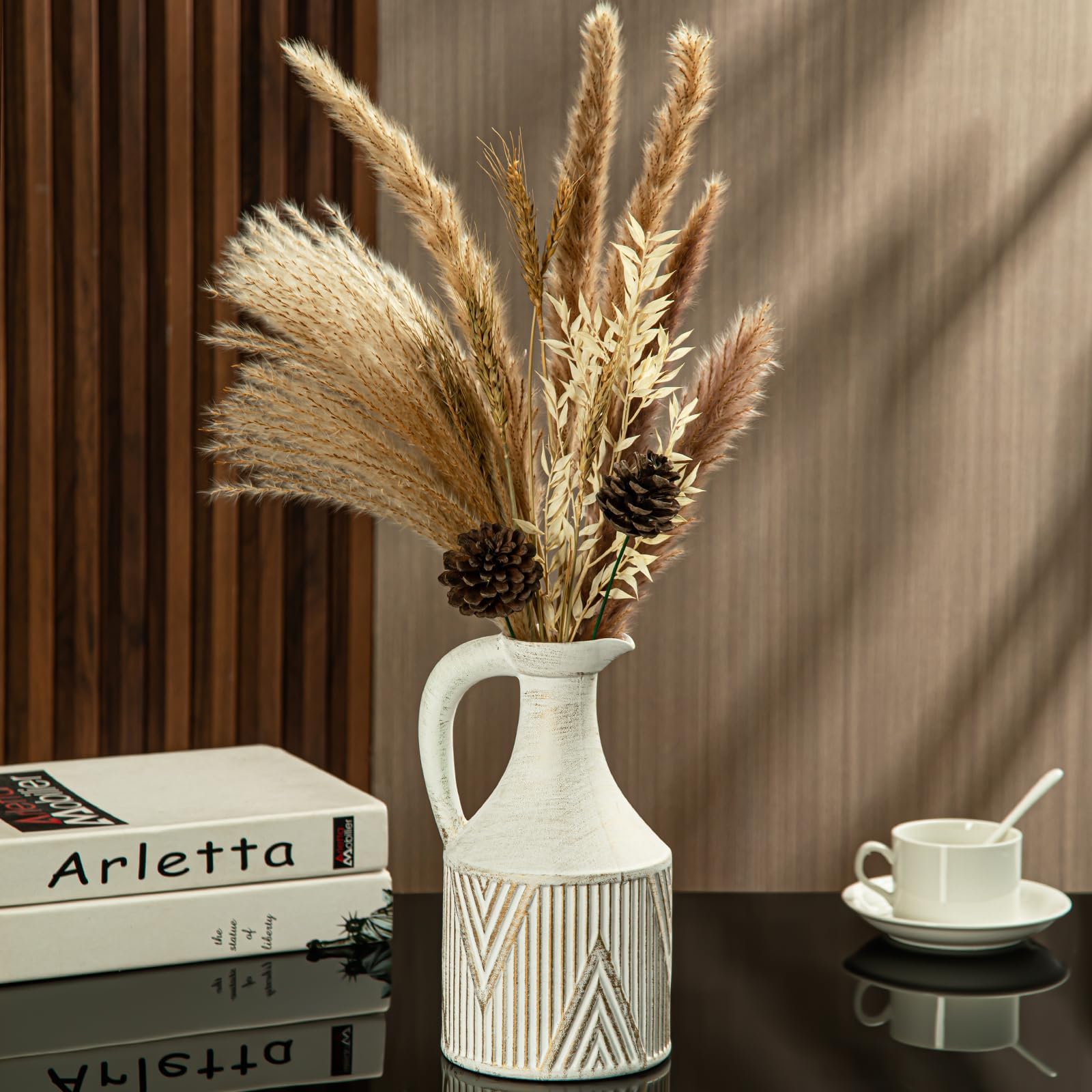 Amazon.com: Yundu Ceramics Vintage Pitcher Vases for Flower, Farmhouse ...