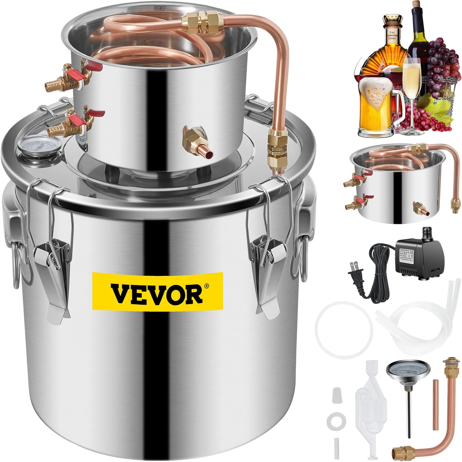 Amazon.com: VEVOR Electric Alcohol Still 13Gal/50L,230V/60Hz, Alcohol ...